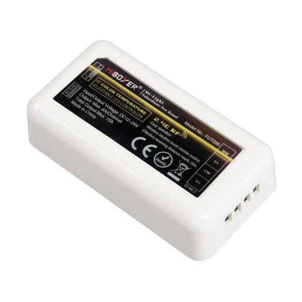 【仕 様】・2.4GHz帯無線コントローラ・PWM方式による調光・調色3000K~6500K・調光5%-100%・定格電圧：DC12-24V・輸出電流：10A Max・質量：60g・外形寸法：L31×W29×H21mm・パルス幅変調（PWM...