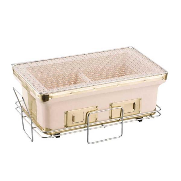 ご家庭で本格炭火調理！ご家族やお友達でワイワイ楽しめる大サイズの長角七輪。焼き魚や魚介類・焼き鳥・焼肉など炭火焼料理が楽しめます。※室内、テント内、換気の悪い場所では使用しないでください。一酸化中毒、酸欠、火災の恐れがあります。練炭はご使用...