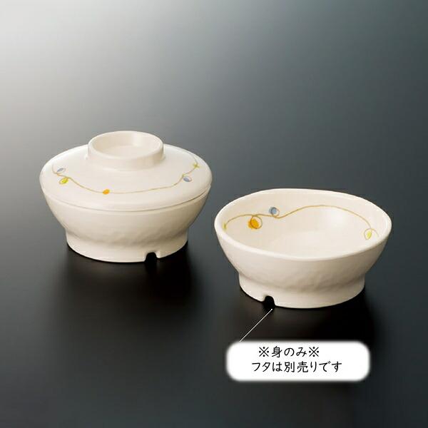 手づくり感のあるやさしい雰囲気の器に仕上げました。シンプルでゆるやかなラインが心和ませてくれます。電子レンジはご使用いただけません。■商品名：丸小鉢■サイズ：直径109×高さ43mm■満水容量：210cc■材質：メラミン■耐熱温度：120℃...