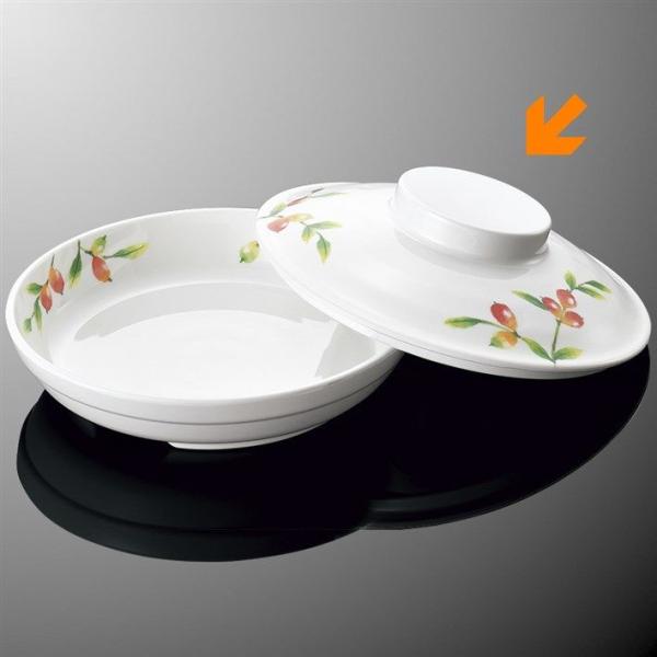 熱風式再加熱カート＆温冷配膳車専用の超耐熱食器。デュアルコーティングを施し、より進化した超耐熱食器。■商品名：丸深皿　蓋■サイズ：直径153×高さ38mm■材質：ファインメラミン■耐熱温度：130℃食器洗浄機対応,スチームコンベクション対応...