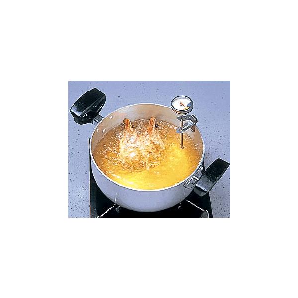 ■温度：20〜220℃(1目盛5℃)　　●油の温度で決まる揚げ物の必需品。鍋にも取り付けワンタッチの金具付き