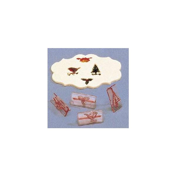 ■4点セット　ツリー：15×23mm、ひいらぎ：18×12mm、ベル：24×10mm、バード：20×15mm■材質：プラスチック製■イギリス製