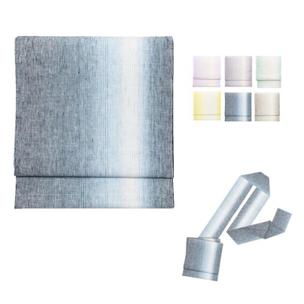 ■お仕立て上がり名古屋帯夏もの帯の定番「麻生地」を使用した名古屋帯です。通気性にすぐれており、涼やかでさわやかな触り心地。ほどよい光沢とシャリ感のある生地が特徴です。白いぼかしラインが涼しげな品のあるデザイン。夏着物に合わせやすい、大人っぽ...