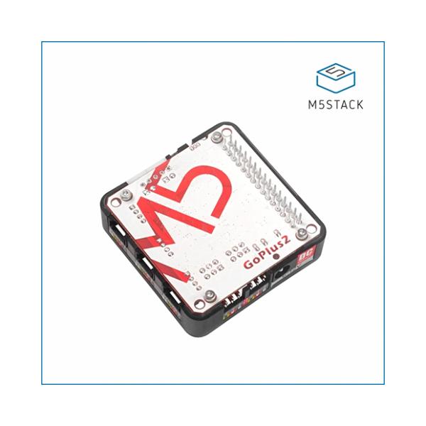 M5Stackコアの下部に接続して使う拡張モジュールです。DCモーター(最大2個)とサーボモーター(最大4個)の制御出力と、赤外線リモコン用信号の送受信インターフェースを追加します。インターフェースはI2C接続。