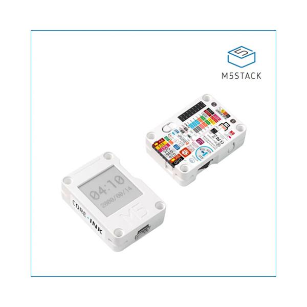 CoreInkは、1.5型のE-ink(電子ペーパー)ディスプレイを内蔵したM5Stackシリーズのコントローラ本体です。Wi-Fi/Bluetooth対応の32ビットマイクロコントローラ「ESP32-PICO-D4」を搭載。裏面には各種イ...