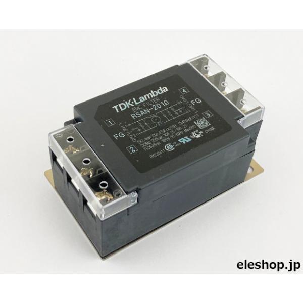 TDKラムダ製の電源ライン用ノイズフィルタ(EMC)。定格：DC/AC250V 10A。