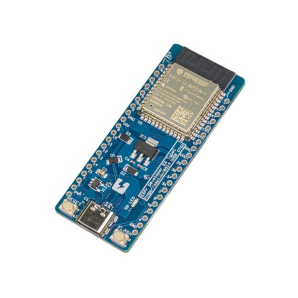 Espressif Systemsの無線通信モジュール ESP32-S3-WROOM-1を搭載した開発ボードです。3.3 V出力レギュレータ、リセットスイッチ（RESET）、動作モード切替用スイッチ（FLASH）、汎用LEDが搭載されている...