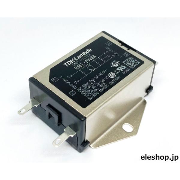 TDKラムダ製の電源ライン用ノイズフィルター。定格：DC/AC250V 6A。コンパクトな小型汎用タイプのACノイズフィルターです。入出力がラグ端子タイプ(ファストン#110適合)でメンテナンス性にすぐれています。マイコン誤動作防止用やオー...