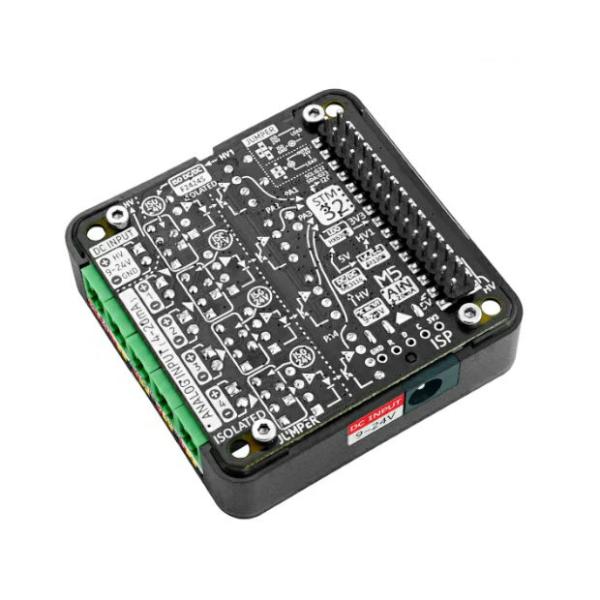 M5Stack 高さ13.2 mmの4チャンネル4-20mAモジュールです。メインコントローラチップにSTM32G030F6 を搭載、M5ホストとはI2Cで通信します。ジャンパーキャップで内部/外部電源を切り替えられます。ボードの電源絶縁チ...
