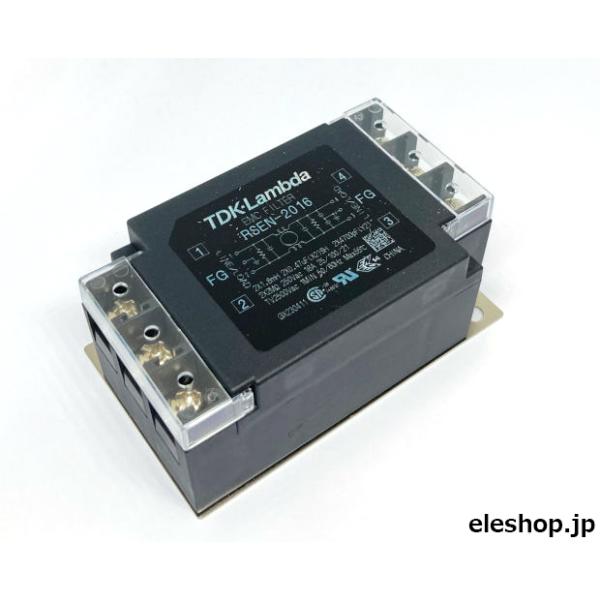 TDKラムダ製の電源ライン用ノイズフィルター。定格：DC/AC250V 16A。<br>入出力に端子台を使用し、セルフアップねじ、開閉式カバーにより配線作業性が向上しています。<br>