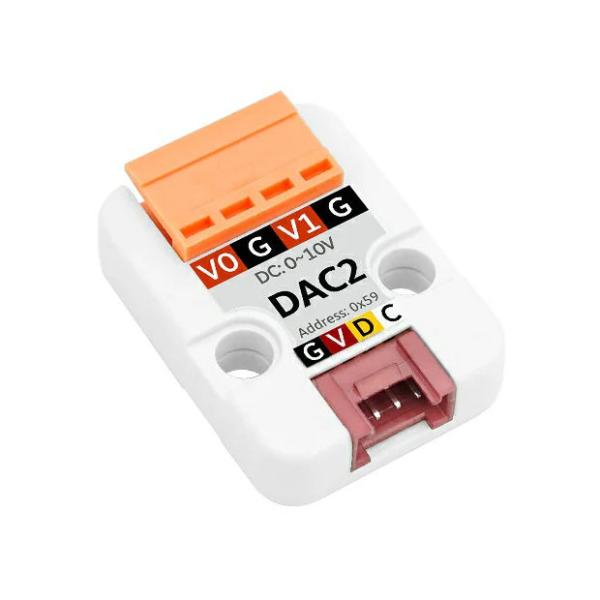 15 bit高分解能DACチップGP8413を搭載したM5Stack用の2チャンネルDAコンバーターユニットです。I2Cで伝送されたデジタル信号を0〜10 V（または0〜5 V）のアナログ信号に変換します。GROVE互換インターフェイスでM...