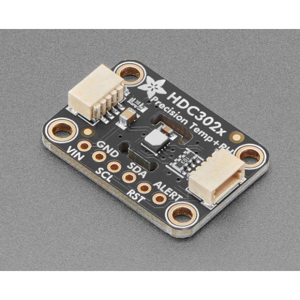 温湿度センサー「HDC3022」を搭載したSTEMMA QT / Qwiicモジュールです。Adafruit製品の温湿度センサーで精度が高く、温度は±0.1℃、相対湿度は±0.5%(経年によるドリフト±0.19%/年)となっています。電源電...