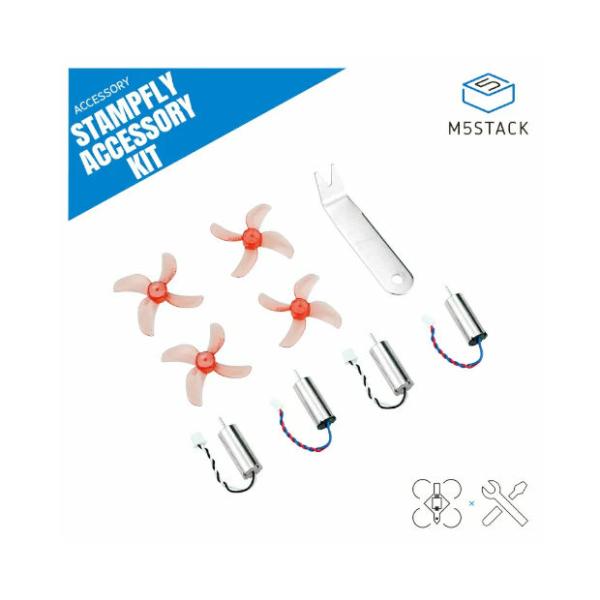 M5Stamp Fly （M5StampS3搭載）用の修理キットです。消耗の激しいパーツの交換用です。キットに付属するモータは高性能な716-17600 KVモーターで、交換後も優れたパフォーマンスを発揮できます。