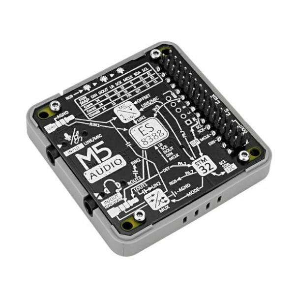 ES8388オーディオコーデックが搭載されたM5stack用オーディオインタラクション拡張モジュールです。マイク入力専用TRSジャックとマイク入力/ヘッドフォン出力兼用TRRSジャックの二つの3.5 mmジャックにより、様々な録音とステレオ...