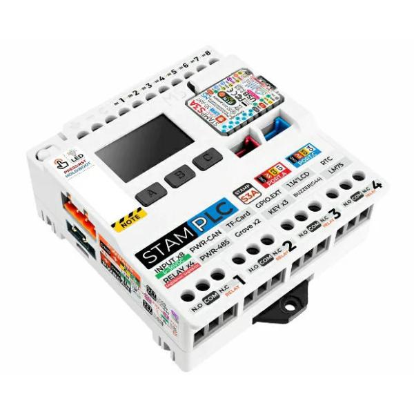 M5StampS3Aが搭載されたPLCモジュールです。産業自動化と遠隔監視用に設計されたIoT対応プログラマブルロジックコントローラーで、強力な処理能力と共に、効率的なワイヤレス接続を実現します。