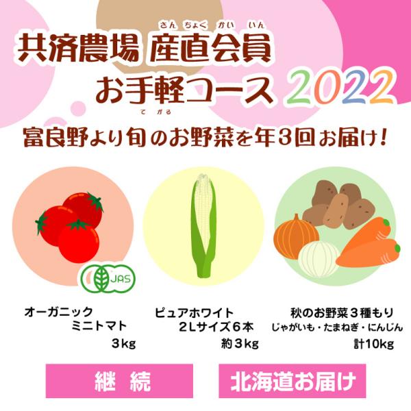 【発売日：2026年06月22日】[2026年度版]富良野より旬のお野菜を年３回お届けいたします！「お届け先が北海道」で「昨年度より継続」または「共済農場の会員」の方がご注文される場合はこちらからお申し込み下さい。　※お届けが本州、または過...