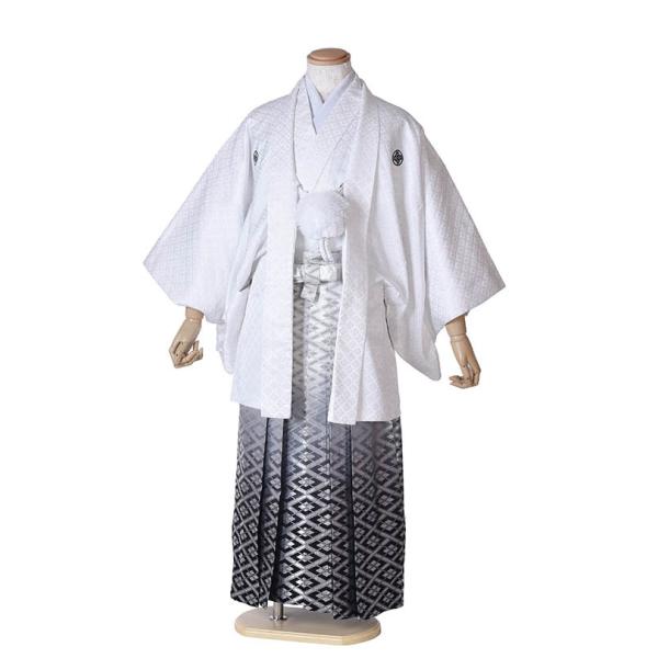 【商品情報】■着物寸法 肩裄：約70cm／袴丈：約85ｃｍ/羽織丈82cm/■身長：標準ウエスト100cmまで 身長150cm~155cm ※実際の商品の家紋は、写真の家紋と異なる場合があります。帯・小物はこちらでコーディネートさせていただ...