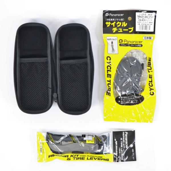 Panaracer/パナレーサー ツールボトルセット PTB-SET-725LFは、スペアチューブとパンク修理用品をボトルケージへ収納できる携帯セットです。通勤や週末のサイクリング、ロングライドの備えに役立ちます。【特徴】●ファスナー式ツー...