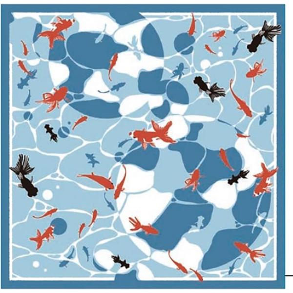 ○有職　小風呂敷　揺らめき涼夏　約50×50cm　綿100％　日本製　新品　・約50cm角の小風呂敷です。　・弁当包みやひざ掛けなど使い勝手の良いサイズです。　・シャンタン生地を使用しています。　・タペストリーや壁にかけてインテリアとしても...