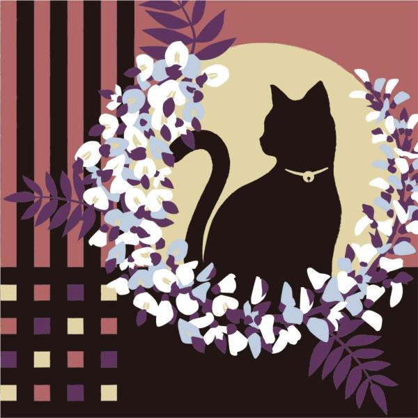 ○有職　小風呂敷　春夜の集い　約50×50cm　綿100％　日本製　新品　・約50cm角の小風呂敷です。　・弁当包みやひざ掛けなど使い勝手の良いサイズです。　・シャンタン生地を使用しています。　・タペストリーや壁にかけてインテリアとしてもご...