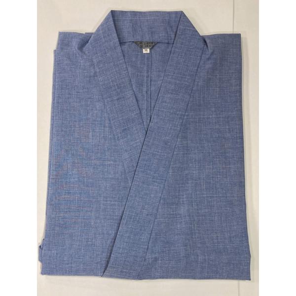 青鼠色（インディゴブルー）軽くてさらりとした着心地。洗濯機可能、乾きが早くシワが付きにくいです。上着ポケット；左胸内ポケット・右前身ごろズボンポケット；両脇手首・足首・ウエスト　ゴム入りＳ；上着丈70cm　裄75.5cm　ズボン丈97cmＭ...