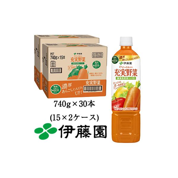 伊藤園 充実野菜 緑黄色ミックス PET 740g ×30本 (15本×2ケース) 送料無料 49895