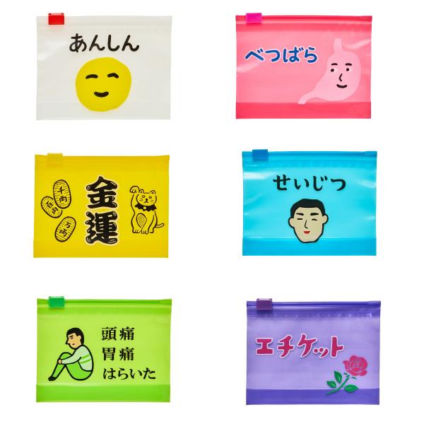 サイズ：本体:幅120×高さ90×奥行8(mm)/1枚素材・材質：ポリエチレン生産国：中国小物の整理に便利な6枚セットのジッパーバッグ。お出かけバッグの整理やちょっとしたお包みなど、使い方は無限大!やや厚手の素材に、開け閉めが簡単なスライド...