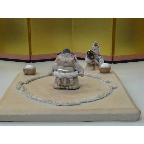 作陶家が心を込めて創る縁起と癒しの置物たち細川智晴作おすもうさんのシリーズサイズ：サイズ：サイズ：6×6×7cm