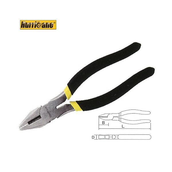 【メーカー】●ハリケーン【特長】●切る、つかむ、曲げる【仕様】●材質：高炭素鋼●焼入：完全焼入●刃部硬度：HRC52-56°●呼び寸法：175mm●サイズ：L180xB31xD12●切断能力：鉄線約1.6mm【注意】●長期保管により商品に痛...