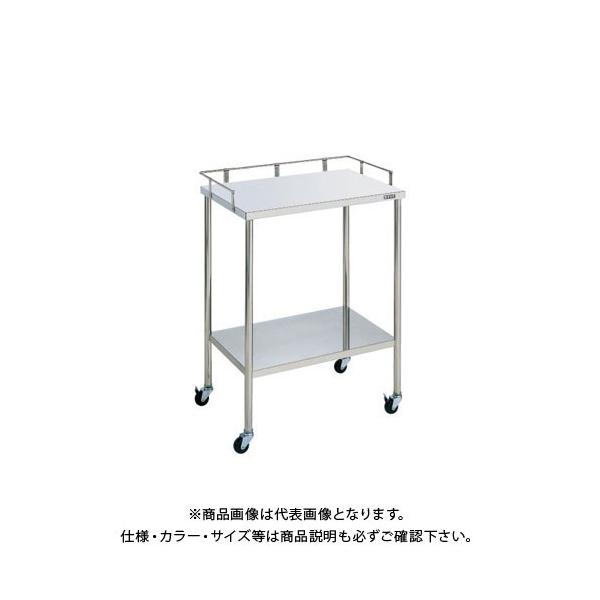 【メーカー】●オリジナルブランド【特長】●拭取りやすいコーナー形状【仕様】●外寸：W485×D315×H810mm●質量：6.2kg●材質：SUS304、BA仕上げ(支柱/棚板はSUS304)●キャスター：50φゴム車  スチール金具※北海...