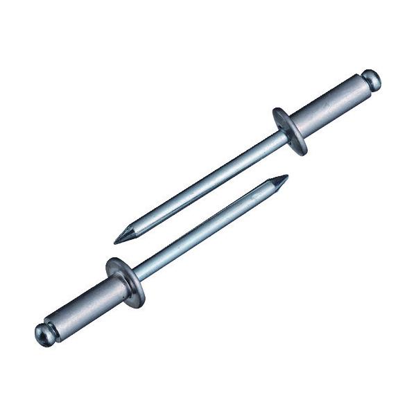 【メーカー】●（株）ロブテックス【仕様】●かしめ板厚(mm)：3.2〜6.4●リベット長(mm)：10.5●フランジ径(mm)：8.0●リベット径(mm)：4.0●下穴径(mm)：4.1〜4.2●せん断強度(N)：1550●引張強度(N)：...