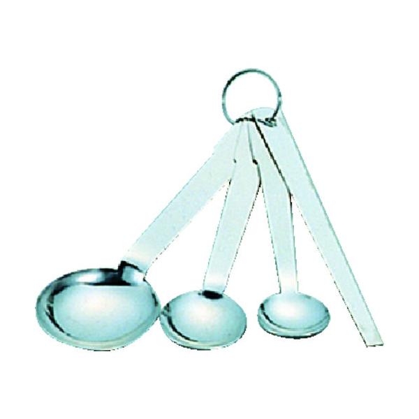 【メーカー】●スギコ産業（株）【仕様】●セット内容(本)：計量スプーン3本（2.5cc・5cc・15cc）●容量(ml)：2.5cc・5cc・15cc●全長(mm)：165●幅(mm)：45【材質・仕上げ】●ステンレス（SUS430）【セッ...