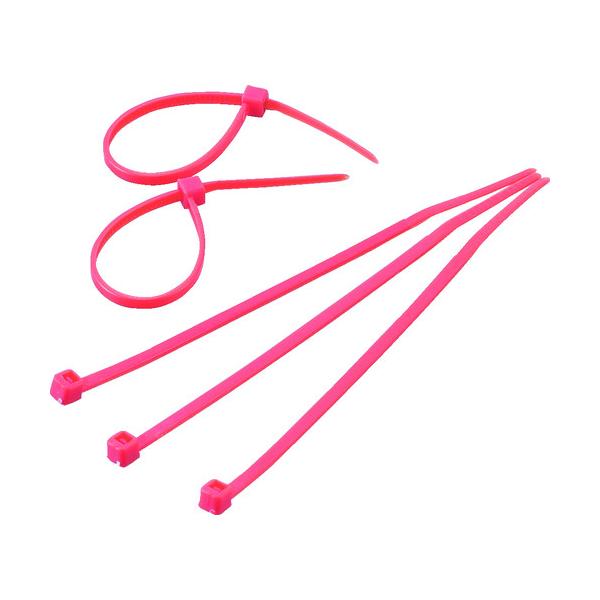 【メーカー】●トラスコ中山(株)【仕様】●色：赤●幅(mm)：2.5●長さ(mm)：100●厚さ(mm)：1.1●最大結束径(mm)：22●引張強度(N)：78.4●一度締めると、切断しない限り外すことはできません。●屋内用●使用温度範囲：...