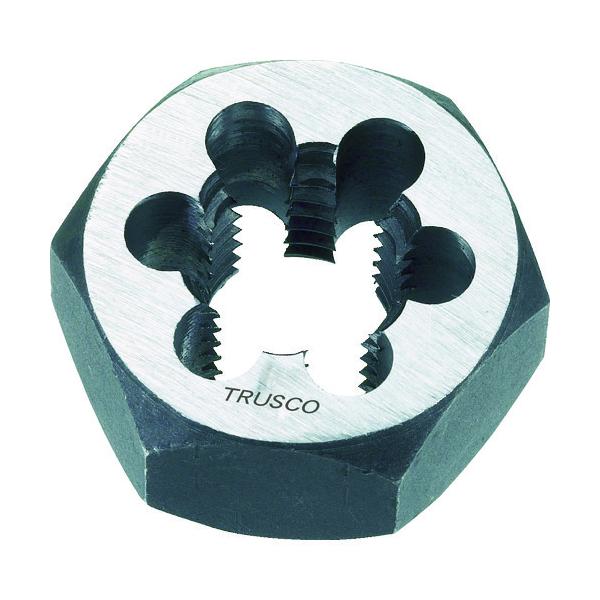 【メーカー】●トラスコ中山（株）【仕様】●呼び寸法：1/8●山数：40●厚さ(mm)：6.3●2面幅寸法(mm)：15【材質・仕上げ】●低合金鋼（SKS）【注意】●六角サラエナットダイスは、丸ダイスと違い、大きさを調整する調整ねじが付いてお...