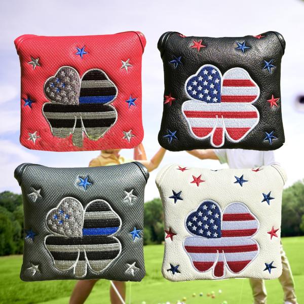 ゴルフヘッドカバー パターカバー マレット用 方形タイプ対応 オデッセイ２ボール・テーラーメイド スパイダーパターに対応 マグネット開閉