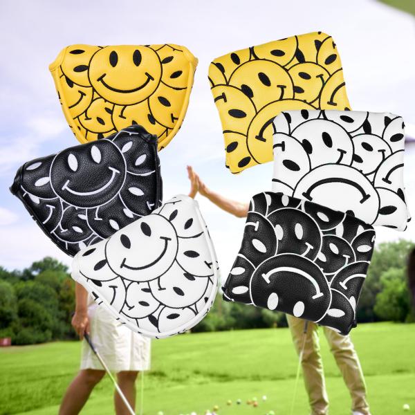 パターカバー マレット 用 マグネット ゴルフヘッドカバー オデッセイ 2ボール テーラーメイド スパイダーパター 対応 スコッティーキャメロン オデッセイに 適合 マグネット開閉式 smile 3カラー 新スマイル可愛いスマイルデザイン、...