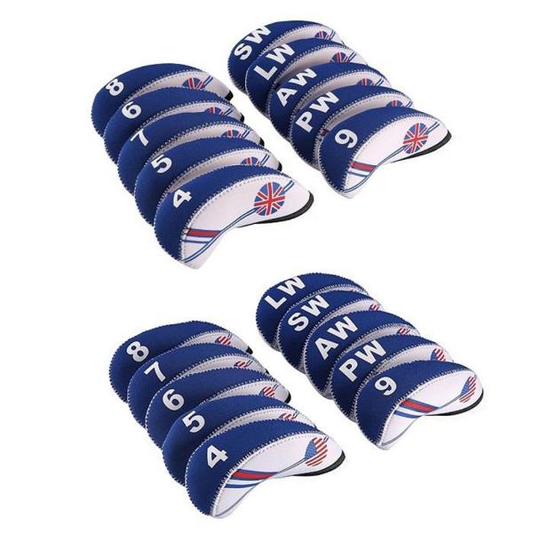 最新デザイン アイアンカバー 10点セット 番手付 アメリカ イギリスデザインゴルフヘッドカバー アイアンカバー アイアン用 10点セット 4番 5番 6番 7番 8番 9番 Pw Aw Sw Lw 番手付 ネオプレーン 多彩特徴：撥水、傷...