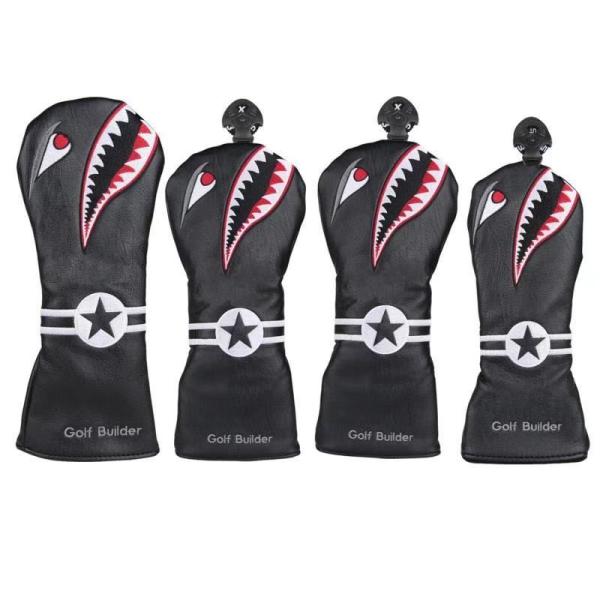 ゴルフヘッドカバー ウッド用カバー ドライバー440cc 460cc用カバー ユーティリティ UT用カバー サメ模様 変換ダグ付 単品 防水仕様 送料無料