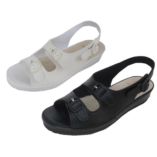 足型の形で長時間の着用で足が痛くなりません。足の形のラストなので外反母指等にお悩みのかたにもお勧めいたします。ベルトで甲の高さに調節できます。底はノンスリップ加工で滑りにくいオフィス履きにも人気です