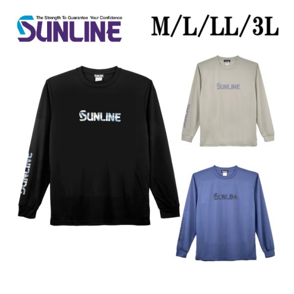 【発売日：2026年03月30日】SUNLINE ステータスシルキーで柔らかな着心地と速乾性に優れるドライロングTシャツ。胸元と腕にはオリジナルデザインのサンラインロゴをプリント。デザインイメージ：ブラック→フィッシュカモ/ライトグレー→魚...