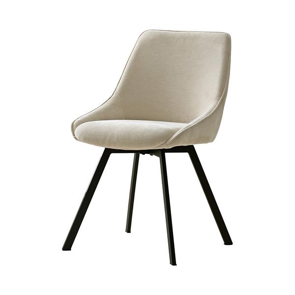 滑らかな曲線が美しい、ダイニングチェア『Hurst（ハースト）』。平織で繊細に仕上げたさらさらなファブリック生地とマットなブラックスチールの上質デザイン。身体を包み込む背もたれと、ゆったり座面の快適な座り心地。座面は360°の回転が可能で、...