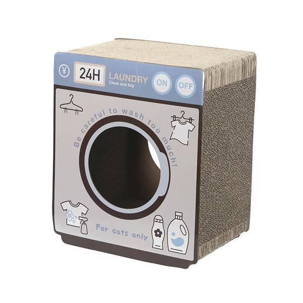 猫の爪とぎ　洗濯機型　54225ポップで可愛らしいランドリー型の猫用爪とぎ。リバーシブルで表面と裏面で色が違うため、お好きな面を選んでご使用いただけます。イラスト部分以外は全面段ボールになっているので、思う存分猫ちゃんが爪を研ぐことができま...