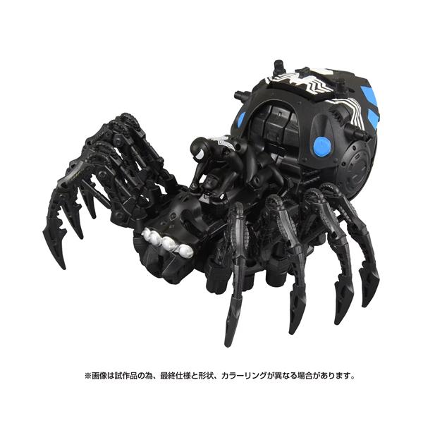 「ブラックスパイダーマン」のカラーリングが施された「クモ型ZOIDS」が登場！1/35スケールのブラックスパイダーマンのアクションフィギュアが付属し、前腕は握り手とウェブ（クモの糸）を発射している腕のパーツ２種を差し替えることができる。「Z...