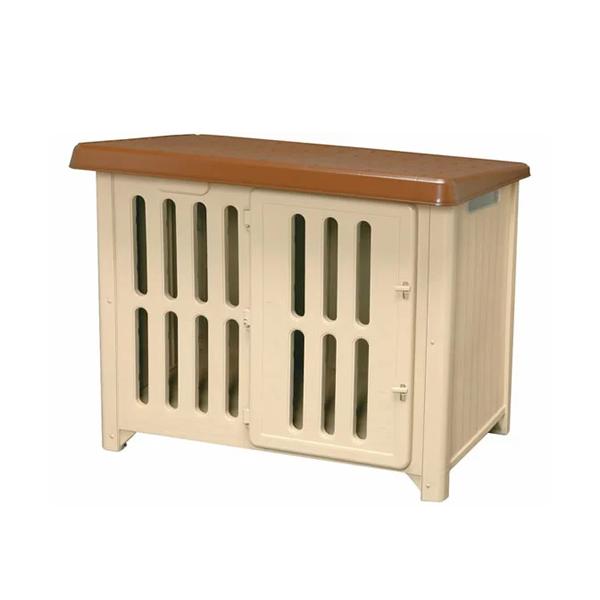 本体にシボ加工が施された、高級感のあるプラスチック製犬舎です。本体を安定させるために、床は2重パネル構造とし、中に砂を入れられるようにしました。【仕様】■商品サイズ（mm）幅1,140×奥行800×高さ940■適合犬サイズ（目安）体高約70...