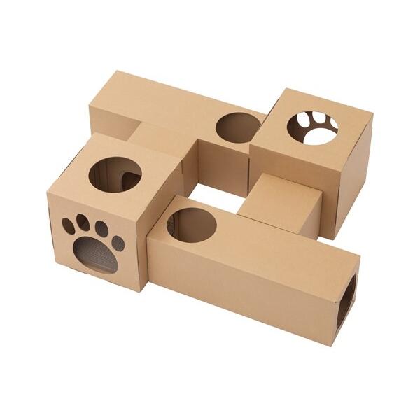 組み合わせは自由自在、ネコがいつまでも夢中で遊べる猫用トンネルです。BOX・T字のパーツを自在に組合わせて飽きずに遊べます。ネコが好きな段ボール素材です。段ボール製で、使用後の処理に困りません。BOXのみ爪とぎ付きです。お客様組み立てとなり...