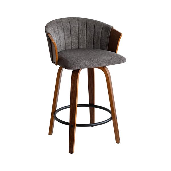 身体を包み込む背もたれと優しいファブリックが特徴のバーチェア『Litas（リータス）』。ゆったり座れる座面設計とリラックスできる背もたれ付きで快適。足置きと360度回転で立ち座りもラクラクです。カラーはナチュラル×アイボリー、ブラウン×ダー...