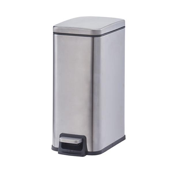 場所をとらないスリムタイプ。●使用サイズ：幅143×奥行274×高さ326mm●使用重量：1kg●材質 蓋・本体：ステンレス、内容器・底板：PP●容量：6L●背面に移動用取っ手付き●場所をとらないスリムタイプ。●蓋がゆっくりと閉まります。