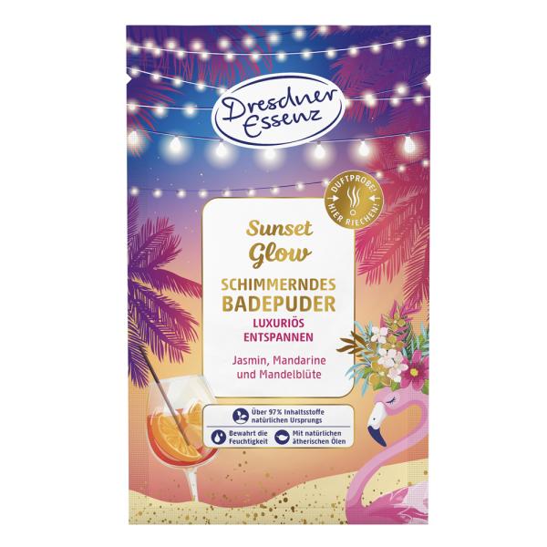 Dresdner Essenz　BathPowder　SunSetバスパウダー　サンセットグリッター粒子を組み合わせたバスパウダーは、見た目にも贅沢にリラックスバスタイムを味わえます。ジャスミン、タンジェリン、アーモンドの花のグラマラスな香...