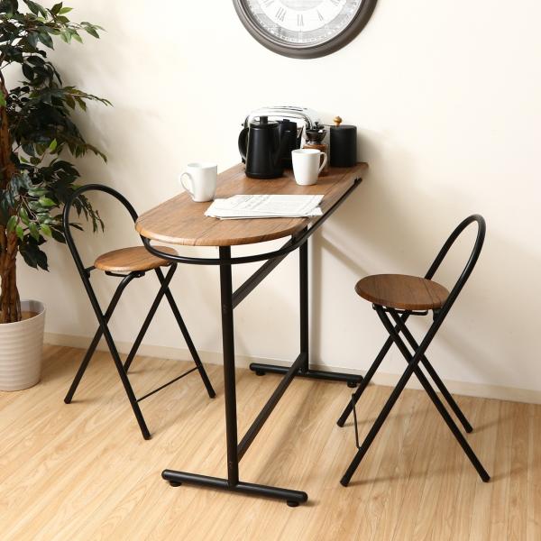 ★商品紹介★モダンで落ち着いた色合いのカウンターテーブルとチェアのセットですコンパクトで圧迫感を出さず、オシャレなカウンターテーブルとして使用できますパソコンや書き物などのちょっとした作業机としても活躍しますチェアは折りたたむことができるの...