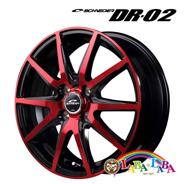 【商品説明】MID SCHNEDER DR-02【ホイール詳細】 ■アルミホイール ■カラー：ブラックポリッシュ／レッドクリア■インチ：14インチ■リム幅：4.5J■ホール数：4H■PCD：100mm■インセット：+451445 +45 1...